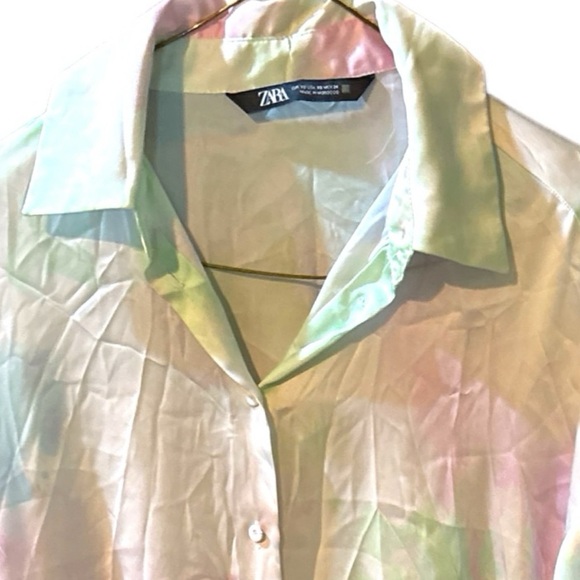 Zara | Tops | Zara Tie Dye Satin Button Down Oversized Shirt | Poshmark